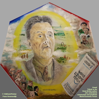 George Orwell postcard with painting by OldDutchPainter